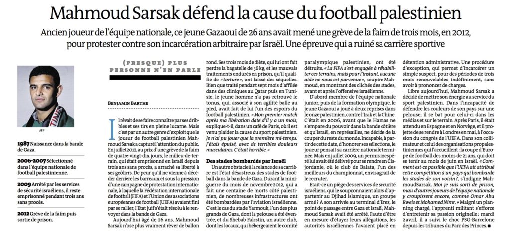 Mahmoud Sarsak fait parler des prisonniers palestiniens en France et ...
