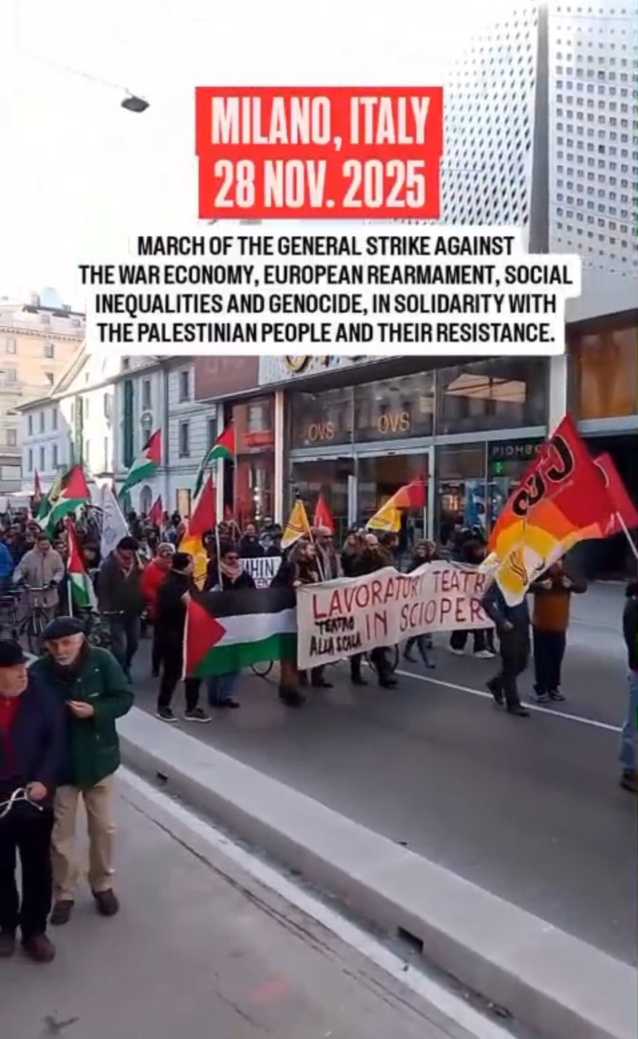 Grève générale à Milan et manifestation à Milan pour la Palestine ...
